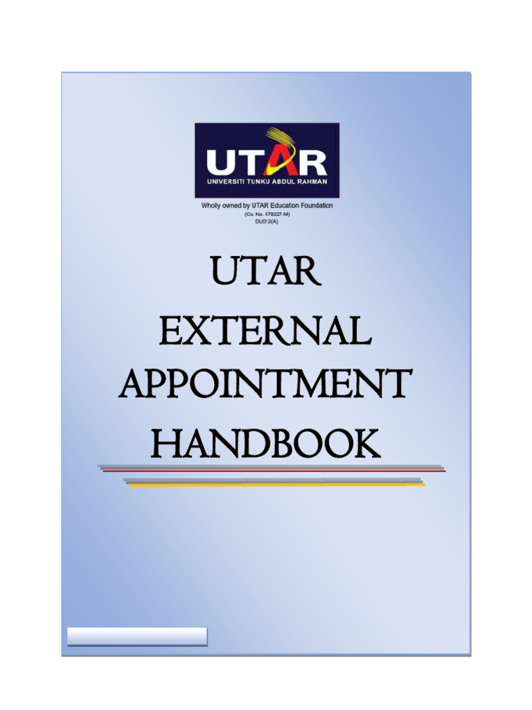UTAR External Appointment Handbook | PDF | Thesis | Postgraduate Education