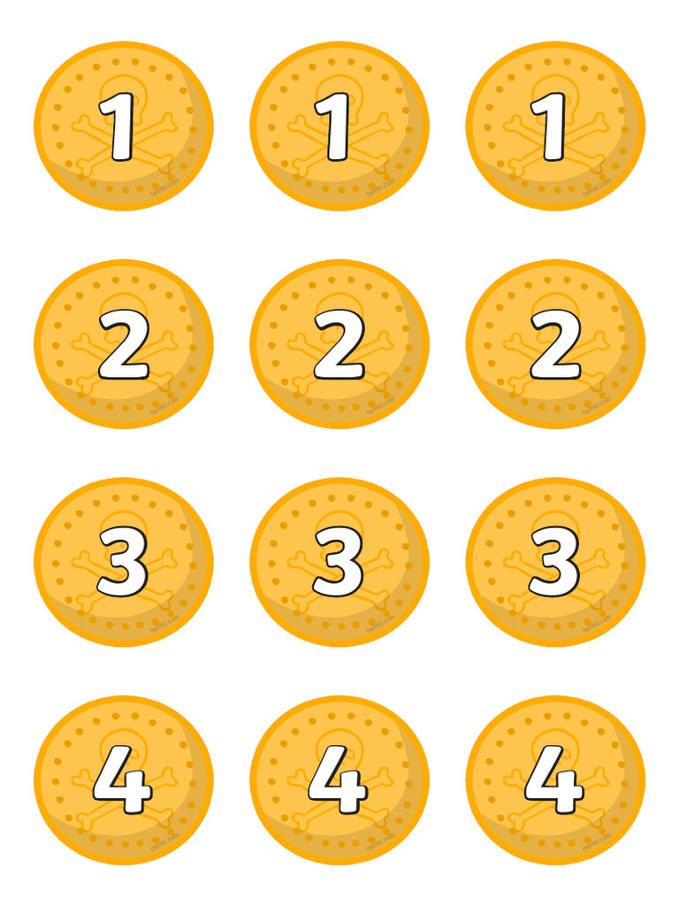 T T 065 Numbered Pirate Coin Cutouts - Ver - 3 | PDF