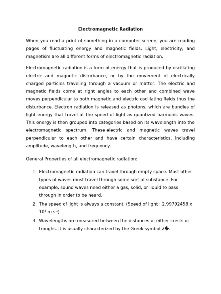 Electromagnetic Radiation | PDF | Electromagnetic Radiation | Frequency