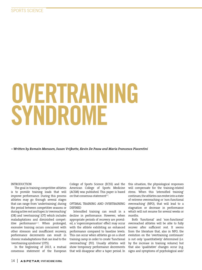 Overtraining Syndrome: Sports Science | PDF | Hypothalamic–Pituitary ...