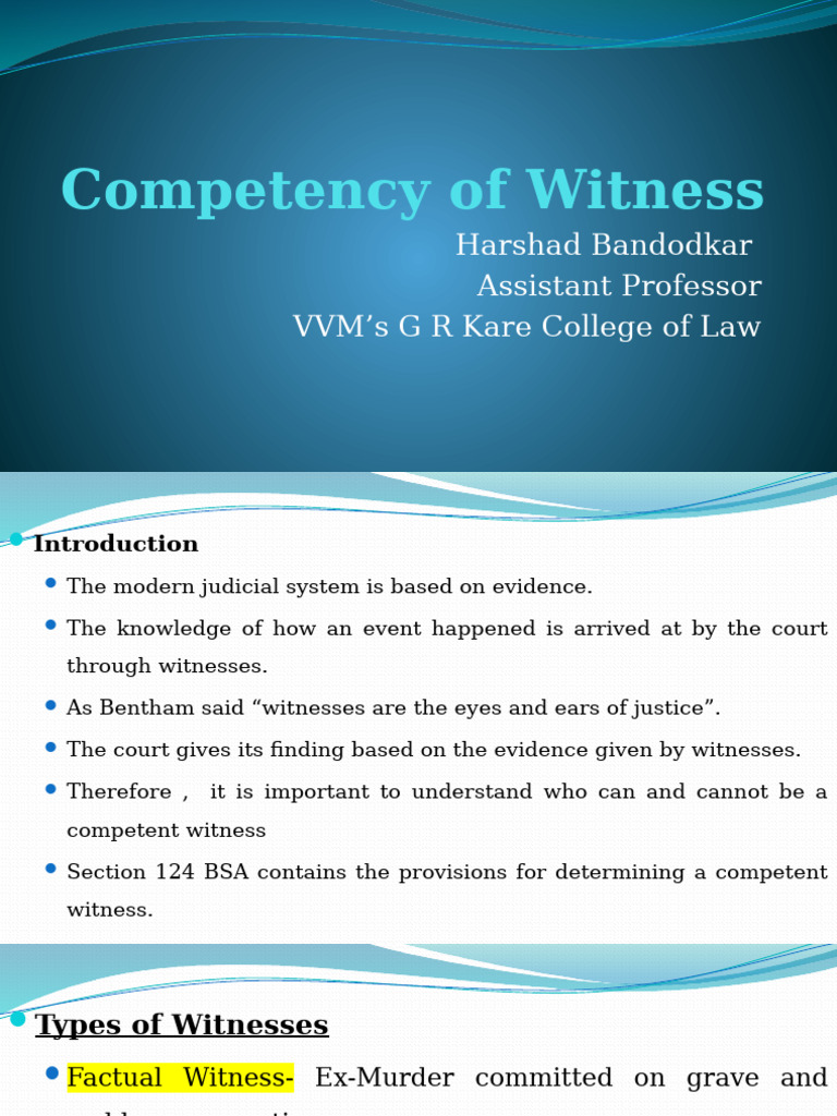 Understanding Witness Competency in Law | PDF | Witness | Trials