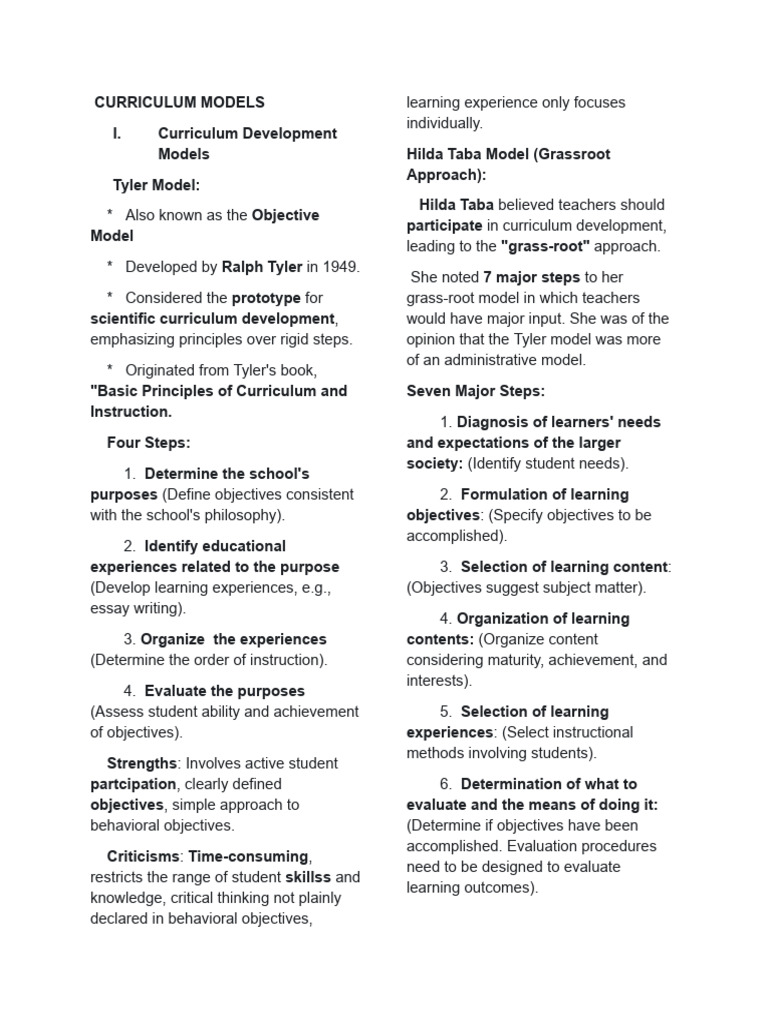 Reviewer in Curriculum Development and Models 1 | PDF | Learning ...