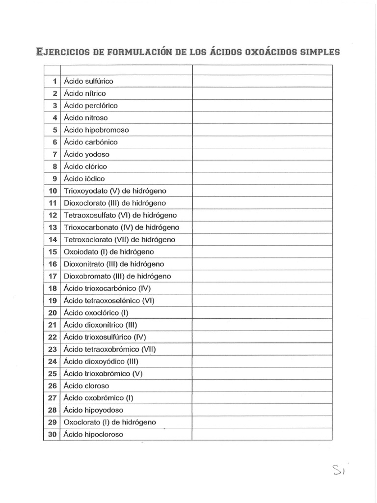 formulacion variado (1) | PDF | Ácido | Átomos