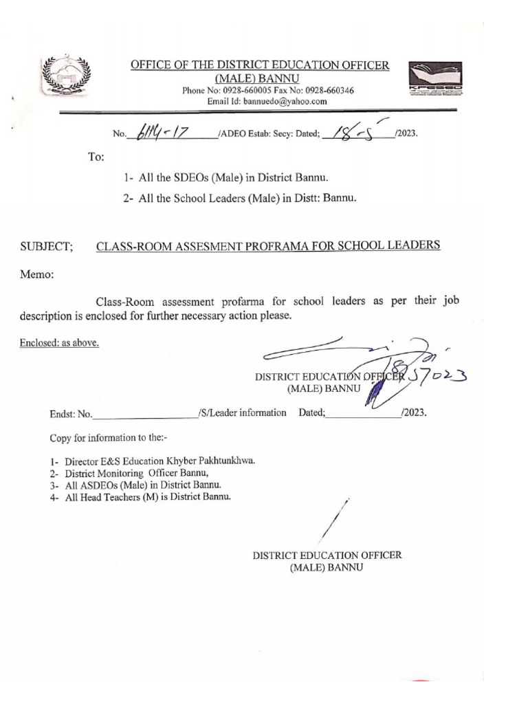 Official Proforma For SL Classroom Assessment | PDF