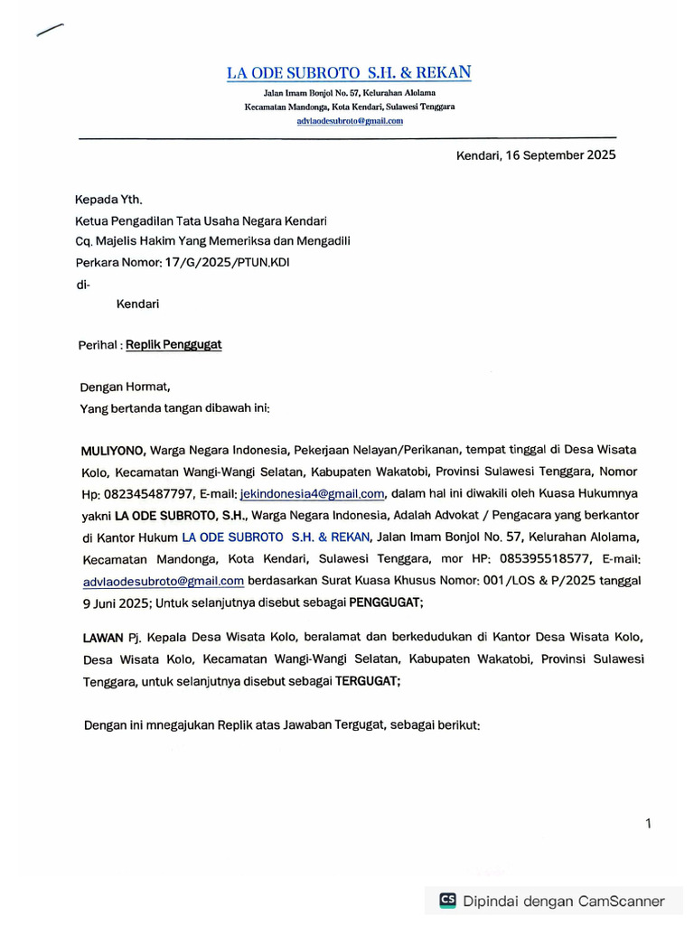 Replik Penggugat Perk 17 PTUN | PDF