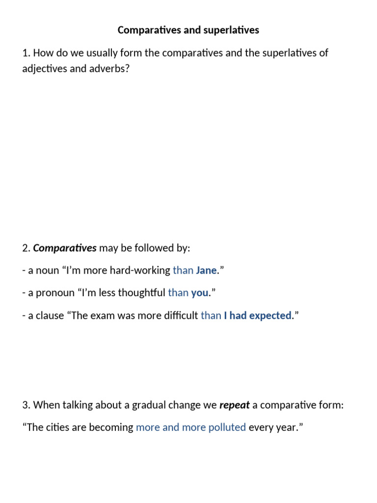 Understanding Comparatives and Superlatives | PDF