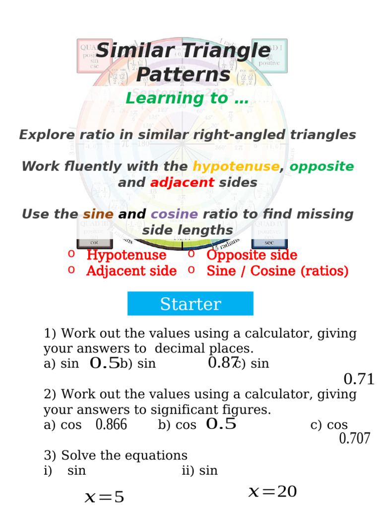 Sine and Cosine Ratio | PDF | Euclidean Geometry | Elementary Mathematics
