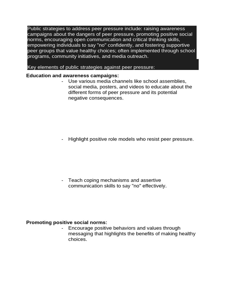 Strategies to Combat Peer Pressure | PDF | Adolescence | Youth