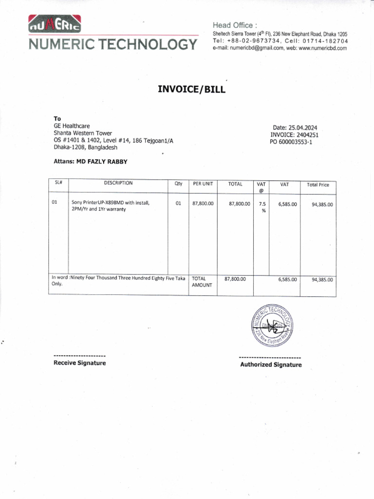 Invoice of PO 600003553-1 | PDF