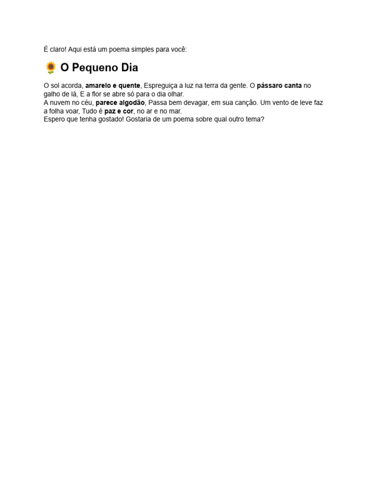 Poema Simples sobre o Dia | PDF