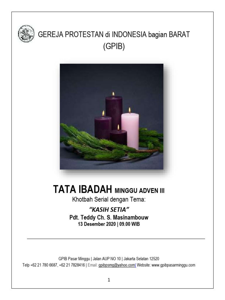 Tata Ibadah Minggu Adven III 13 Desember 2020 | PDF