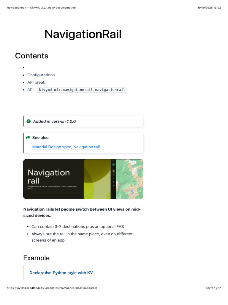 NavigationRail - KivyMD 2.0.1.dev0 Documentation | PDF | Software ...
