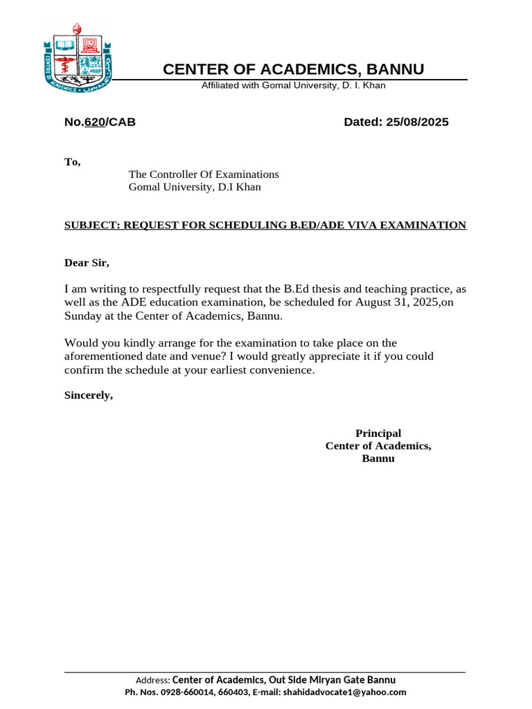 Scheduling Viva Examination | PDF