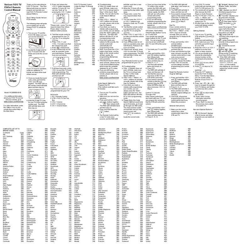 Verizon Remote Programming Guide P265usermanualmarch16 | Download Free ...