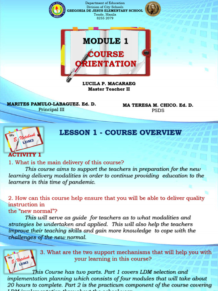 Module 1 - Course Orientation | PDF | Teachers | Learning