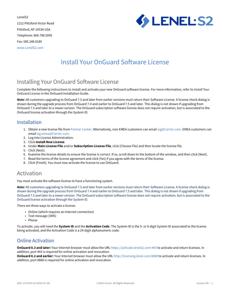 Lenels2 Software License Installation Instructions | PDF | Software | Computing Platforms