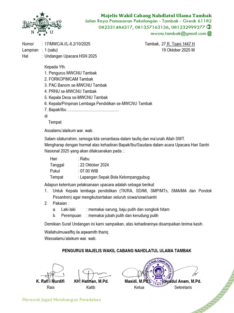 Undangan Upacara HSN 2025 | PDF