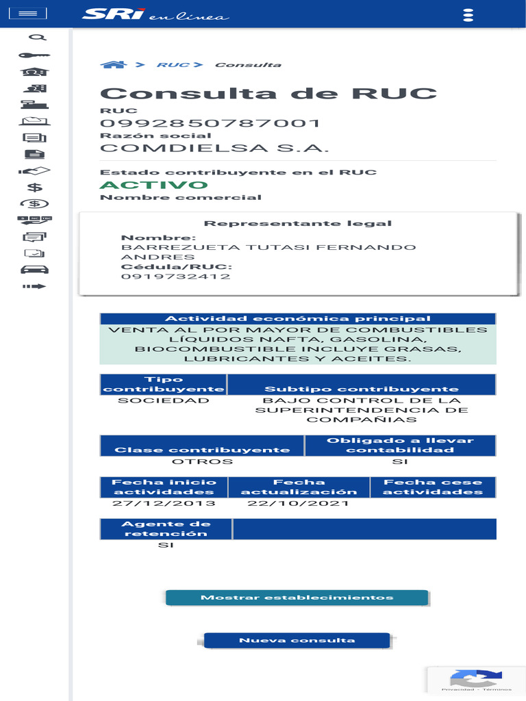 SRI en Línea - Consulta de RUC | PDF