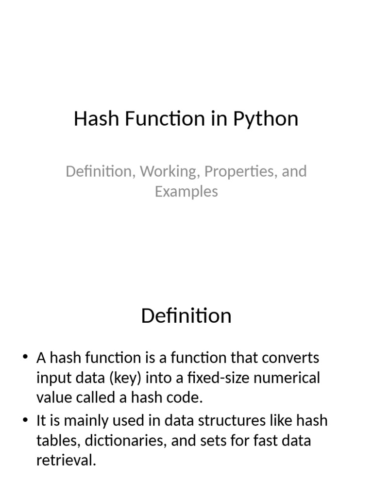 Python Hash Function Explained | PDF