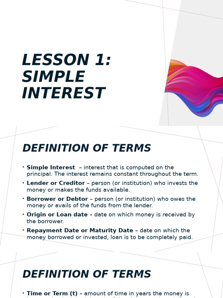 Simple Interest Concepts and Examples | PDF | Interest | Debt