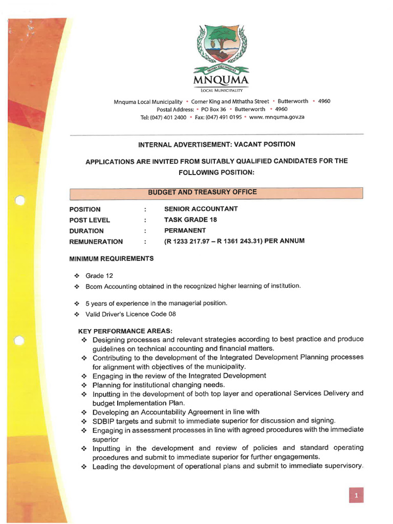 Advert Senior Accountant | PDF