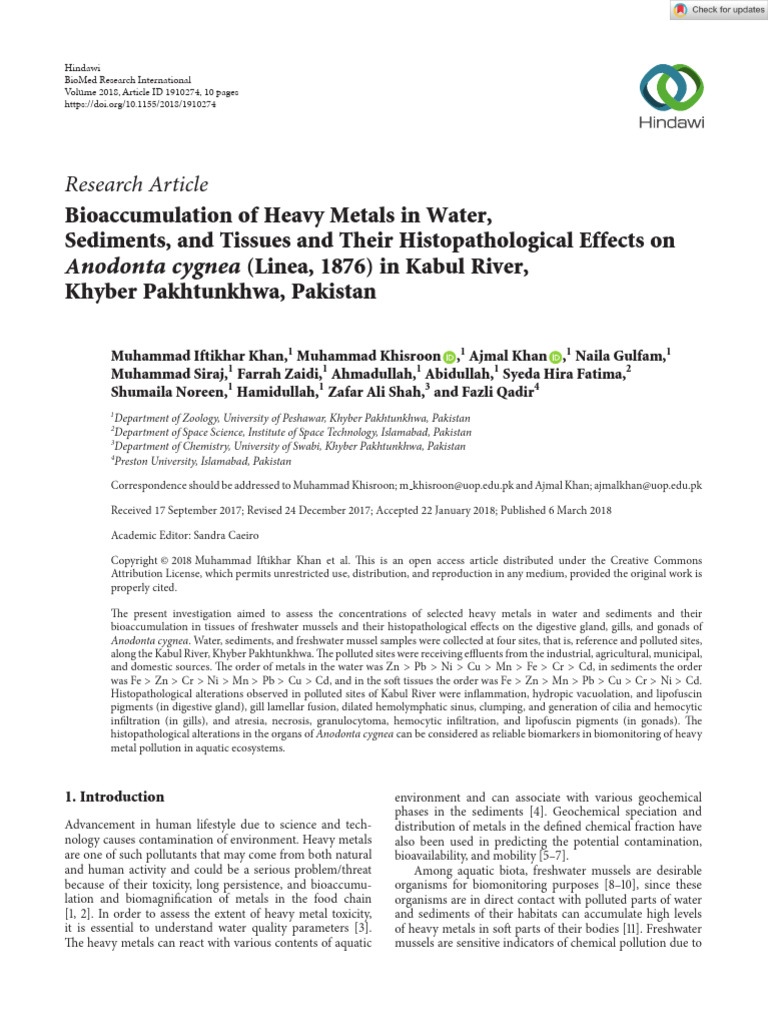 BioMed Research International - 2018 - Khan - Bioaccumulation of Heavy ...