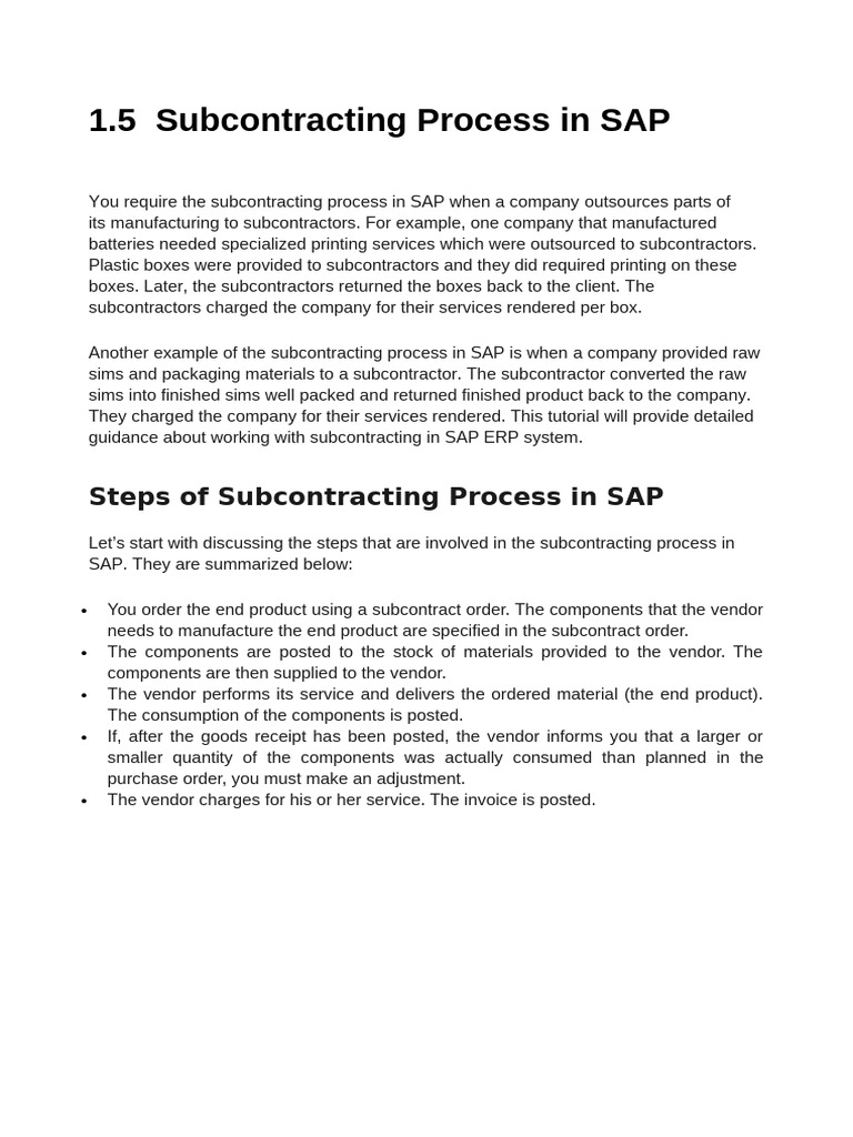 SAP Subcontracting Process Guide | PDF | Receipt | Goods