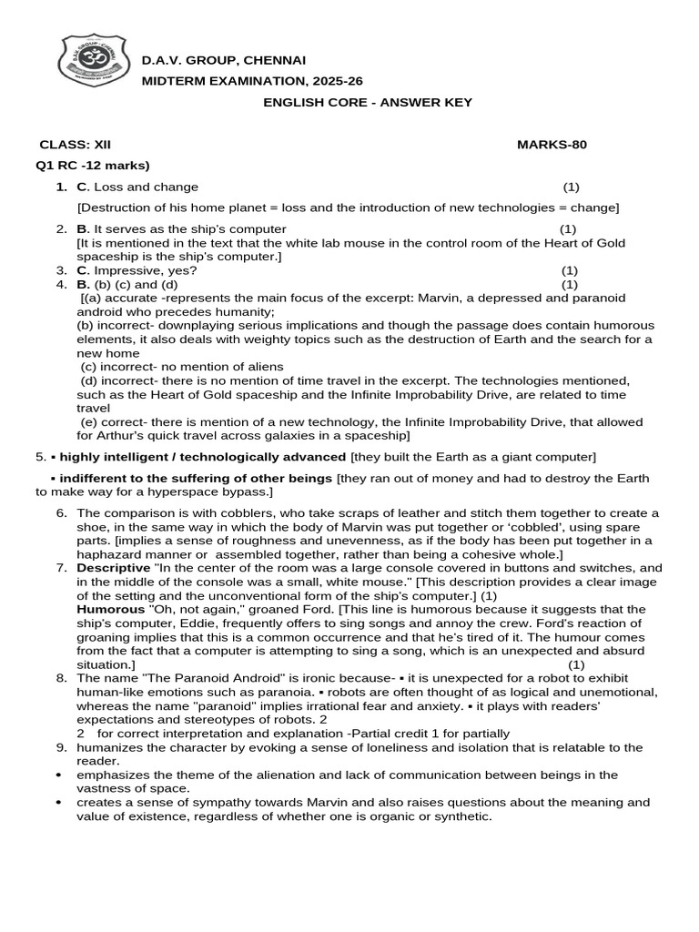 Class Xii English MS 29.07.2025 | PDF