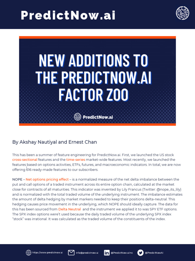 New Additions To The PredictNow - Ai Factor Zoo | PDF | Inflation ...