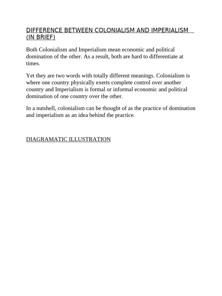 Differences Imperialism and Colonialism | PDF