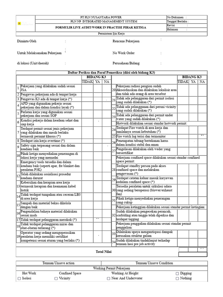 Form Wip Kosong | PDF