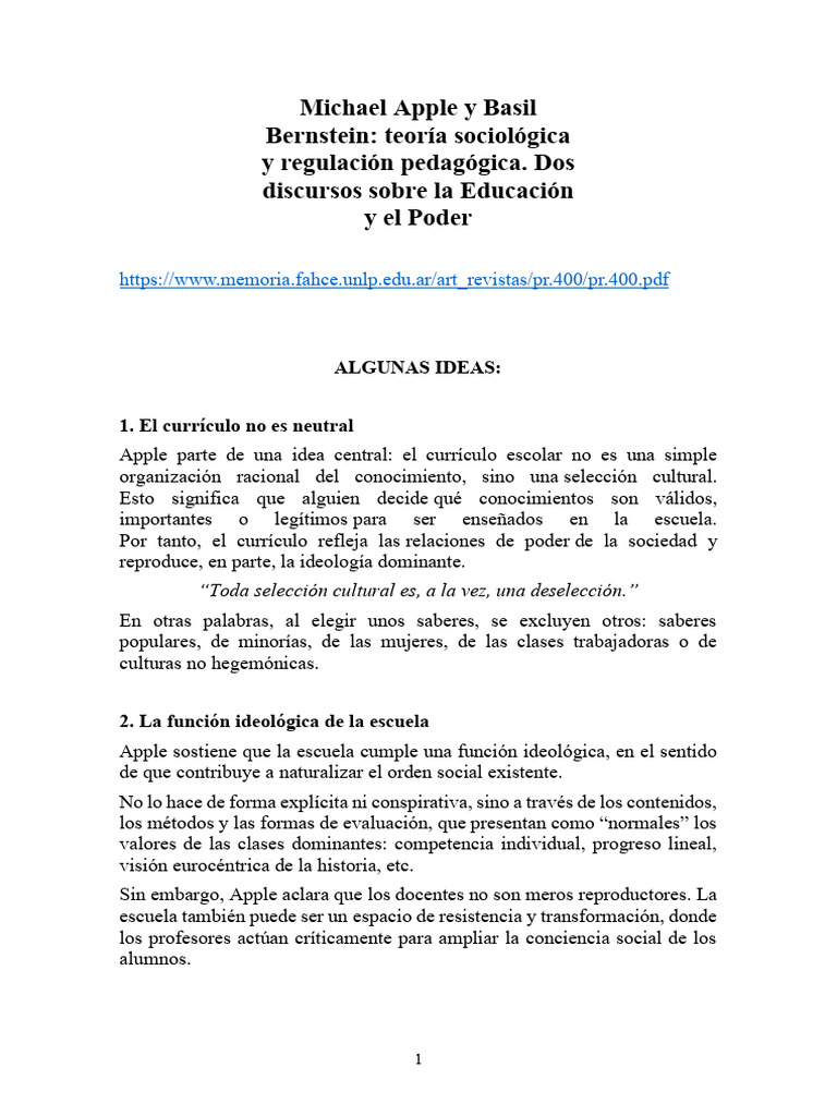 Michael Apple y Basil | PDF | Plan de estudios | Enseñando