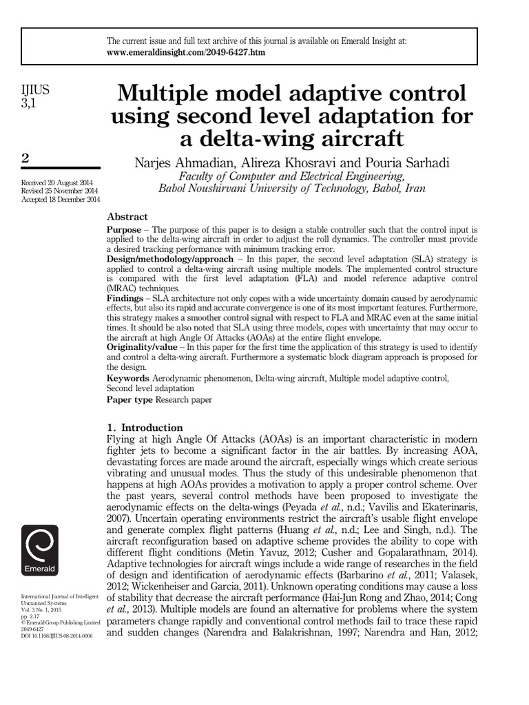 Multiple Model Adaptive Control Using Second Level Adaptation For A ...