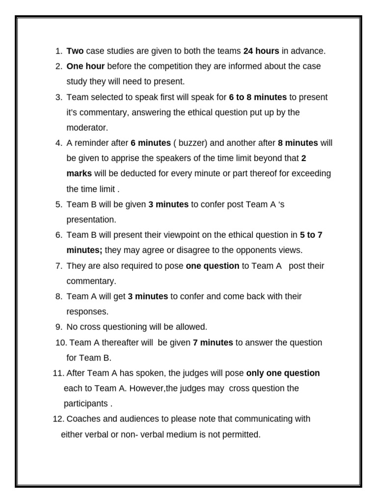 Ethical Debate Competition Guidelines | PDF