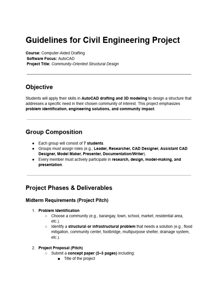 Guidelines For Civil Engineering Project | PDF | Computer Aided Design ...