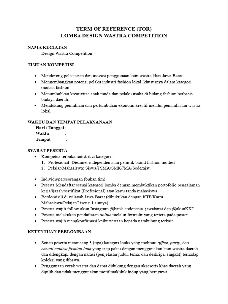 TOR - Design Wastra Competition | PDF