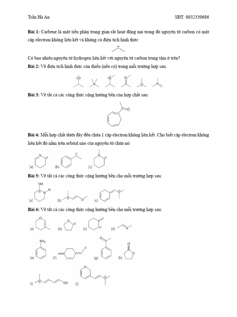 Molecular Representations Bai Tap | PDF