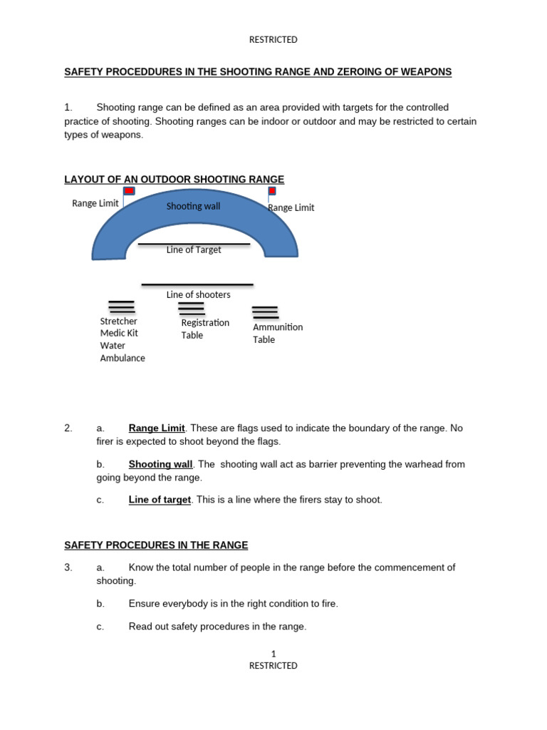 Safety Proceddures in The Shooting Range and Zeroing of Weapons | PDF ...
