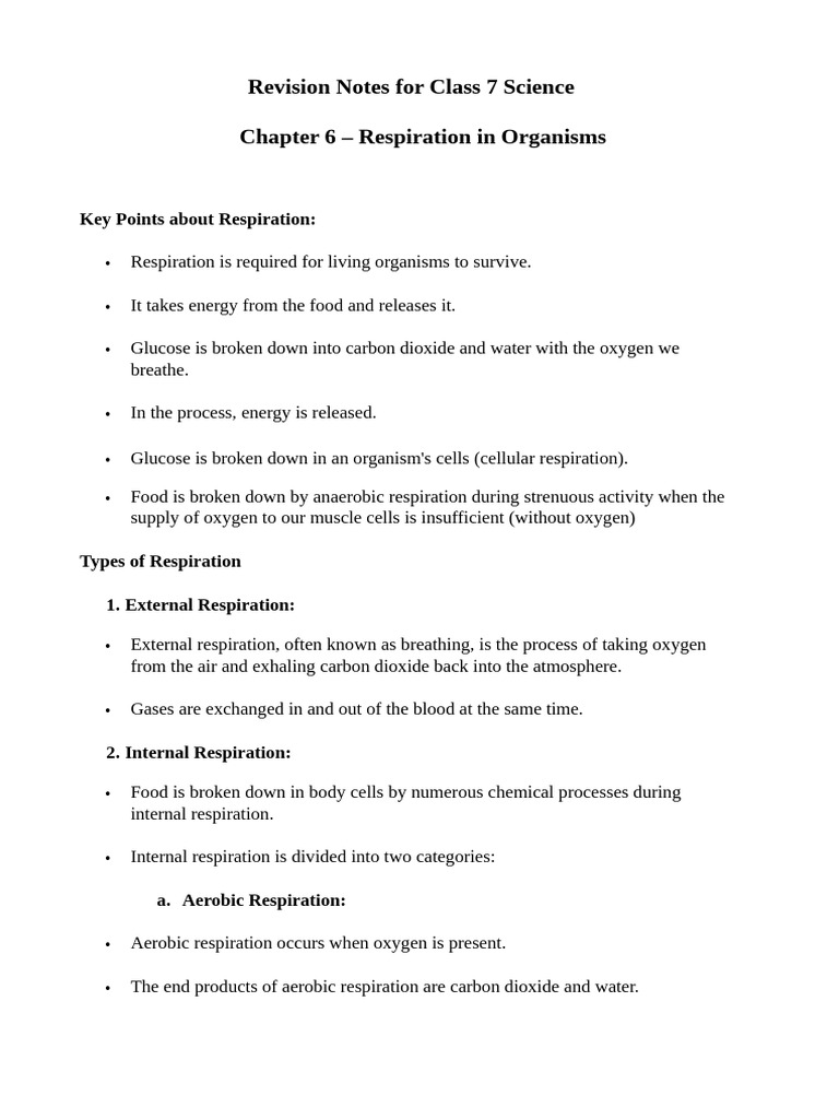 Cbse Class 7 Science Notes Chapter 6 | PDF | Respiratory System ...
