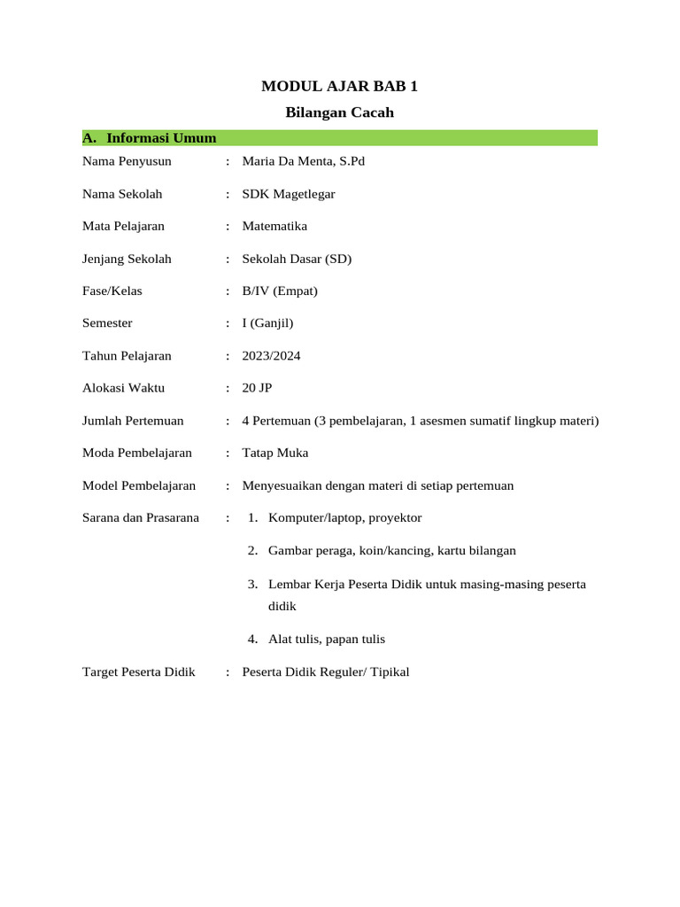 Modul Ajar Bab 1 | PDF