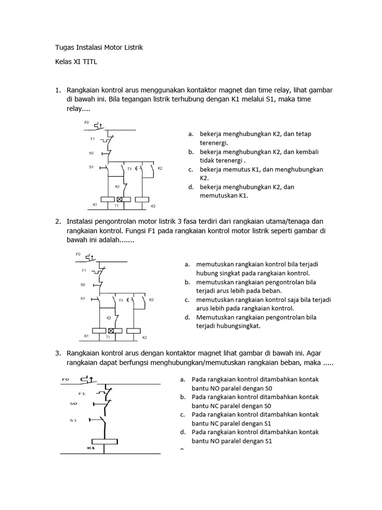 Tugas Instalasi Motor Listrik Kelas XI TITL | PDF