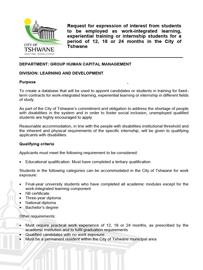 Students Intake As Work-Integrated Learning, Experiential Training, or ...