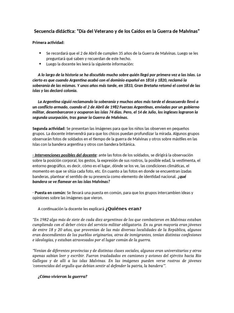 Actividades sobre el Día del Veterano | PDF