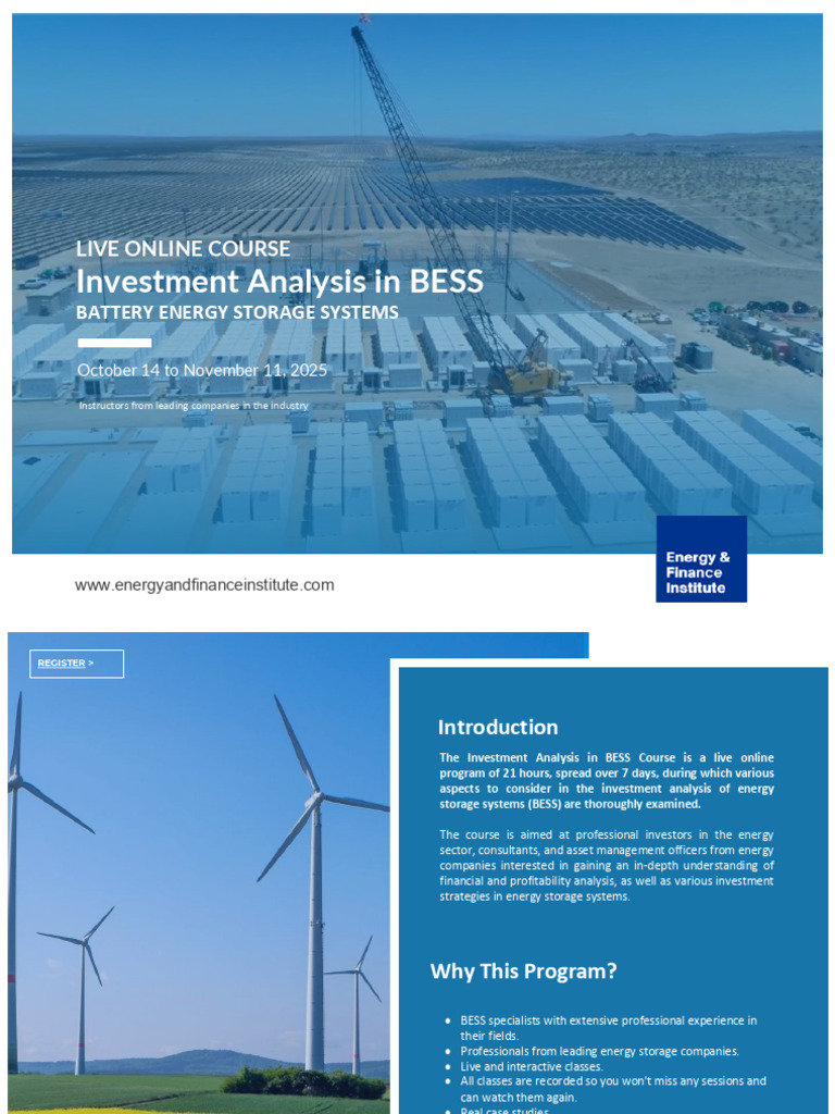 Investment Analysis for BESS Professionals | PDF | Investing ...