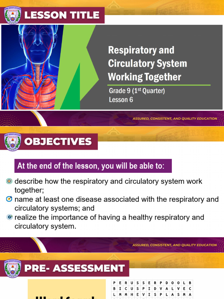 Lms g9 q1 l6 7 Respiratory and Circulatory Working Together and ...