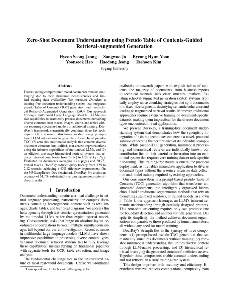 Zero-Shot Document Understanding Using Pseudo Table of Contents-Guided ...