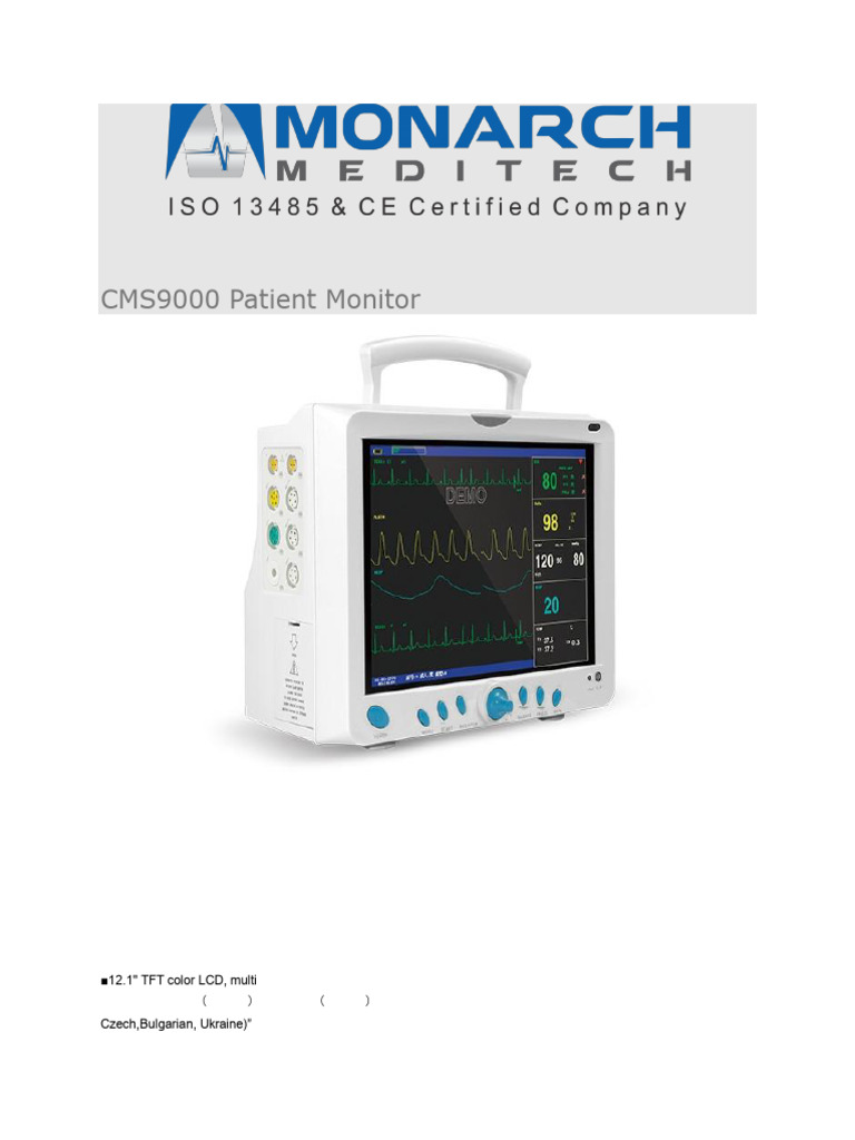 CMS9000 Patient Monitor Features Overview | PDF