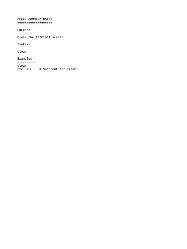 Clear Command Notes | PDF