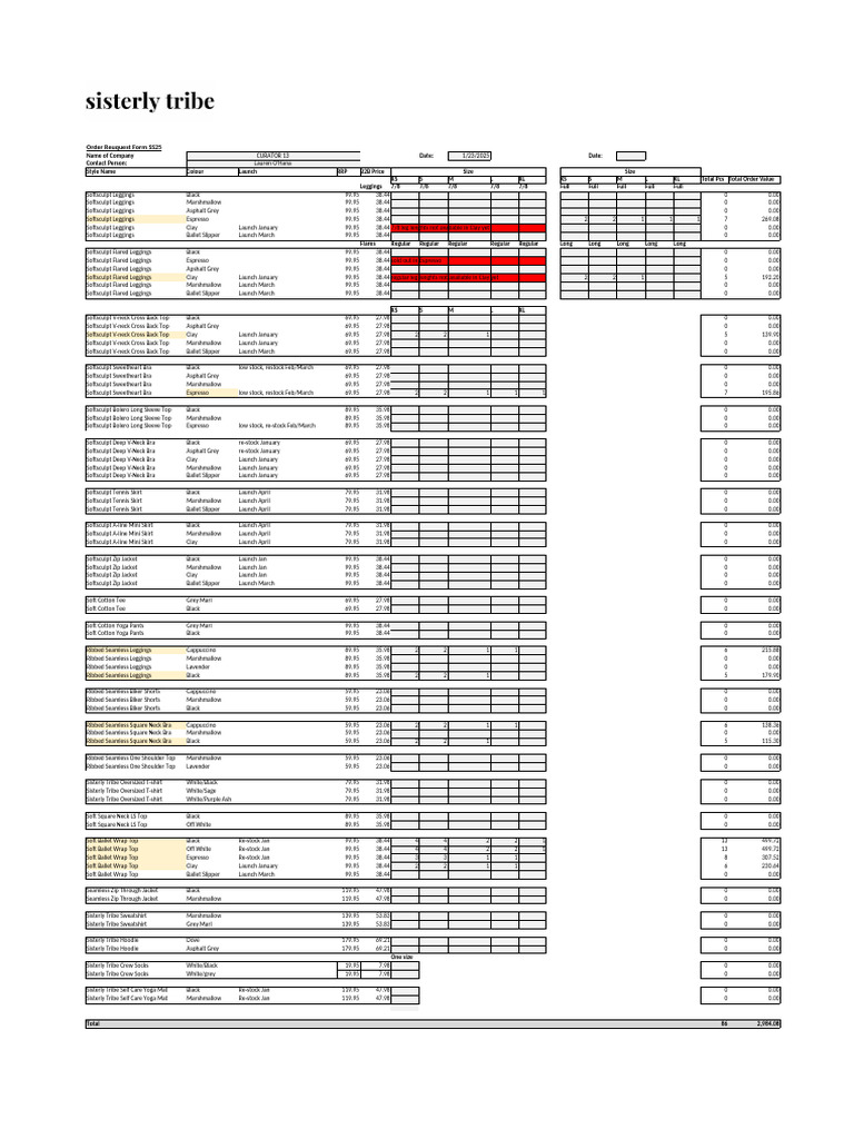 Order Request Form - EU SS25 | PDF | Clothing | Fashion