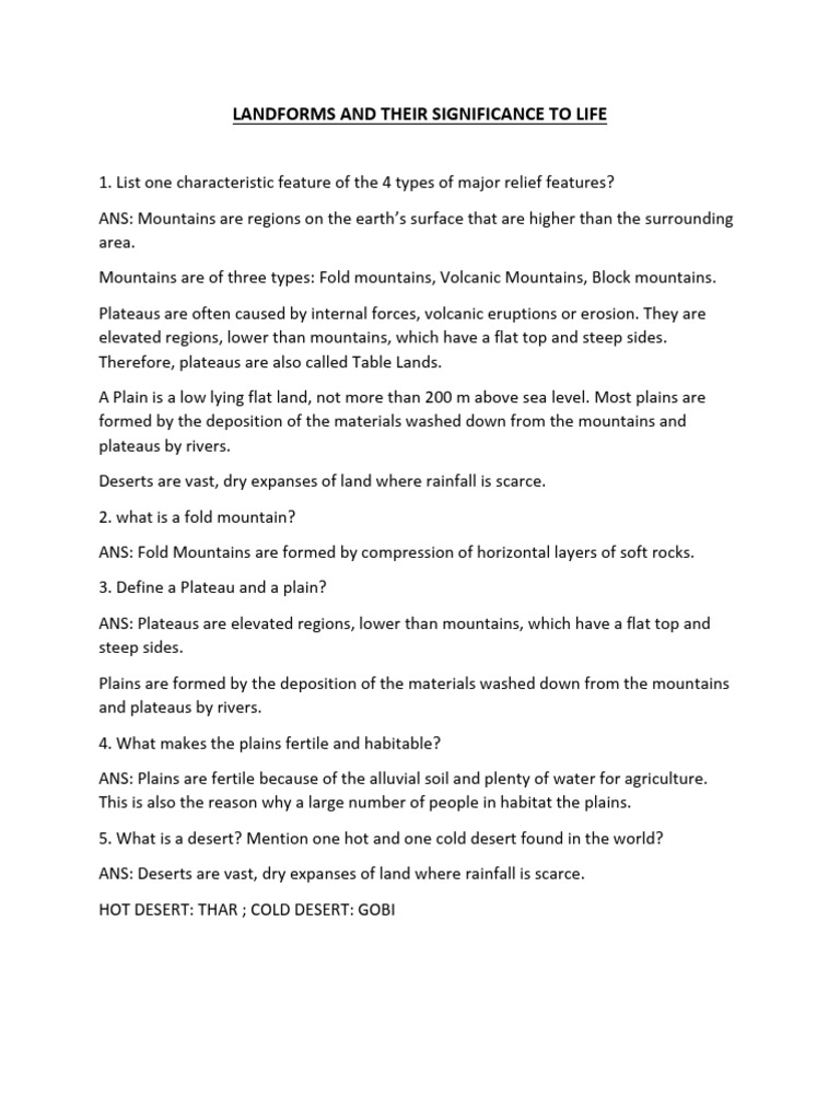 Landforms and Their Significance To Life | PDF | Mountains | Plateau